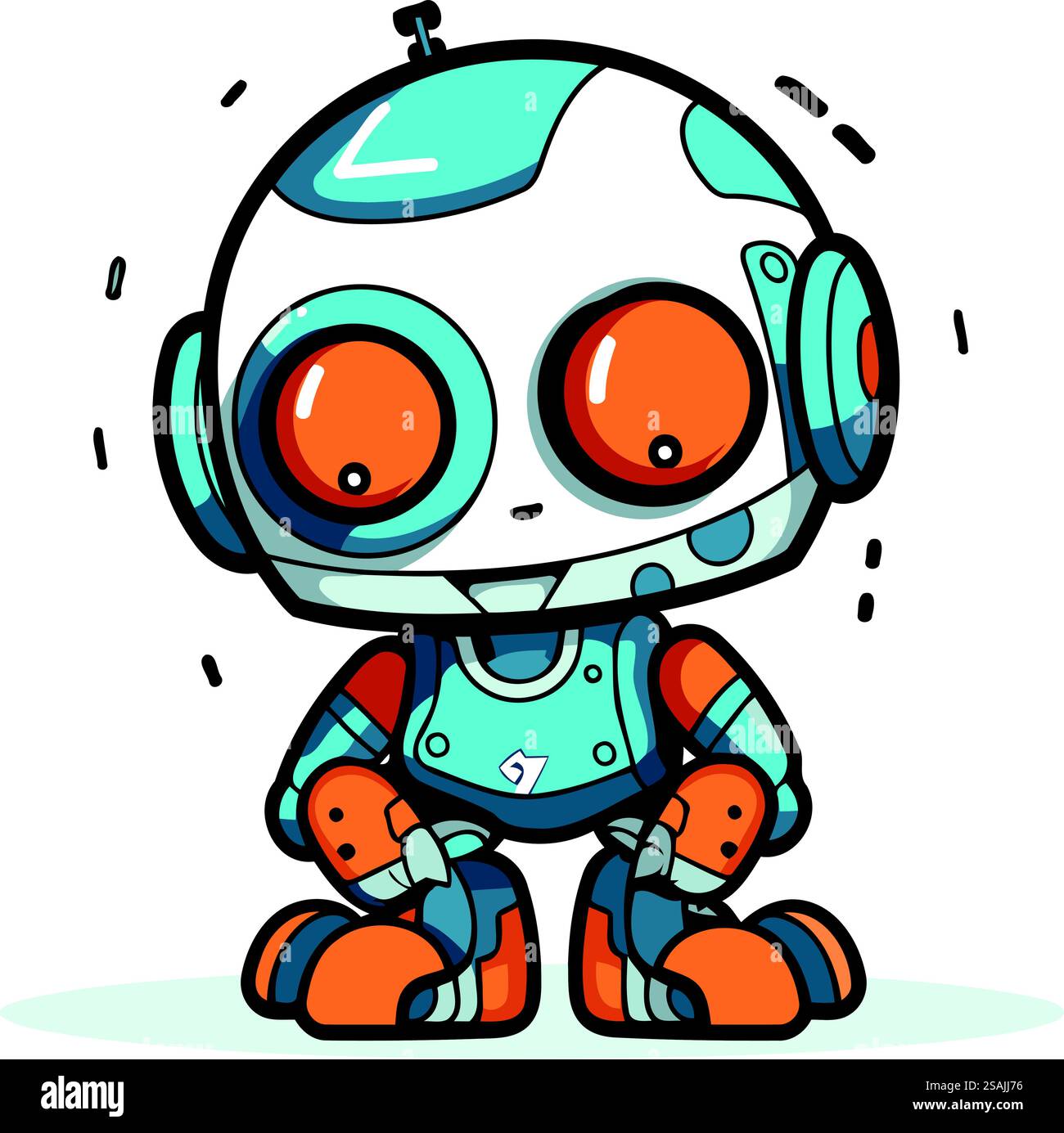 Cute robot. Vector illustration. Cartoon style. Hand drawn Stock Vector ...