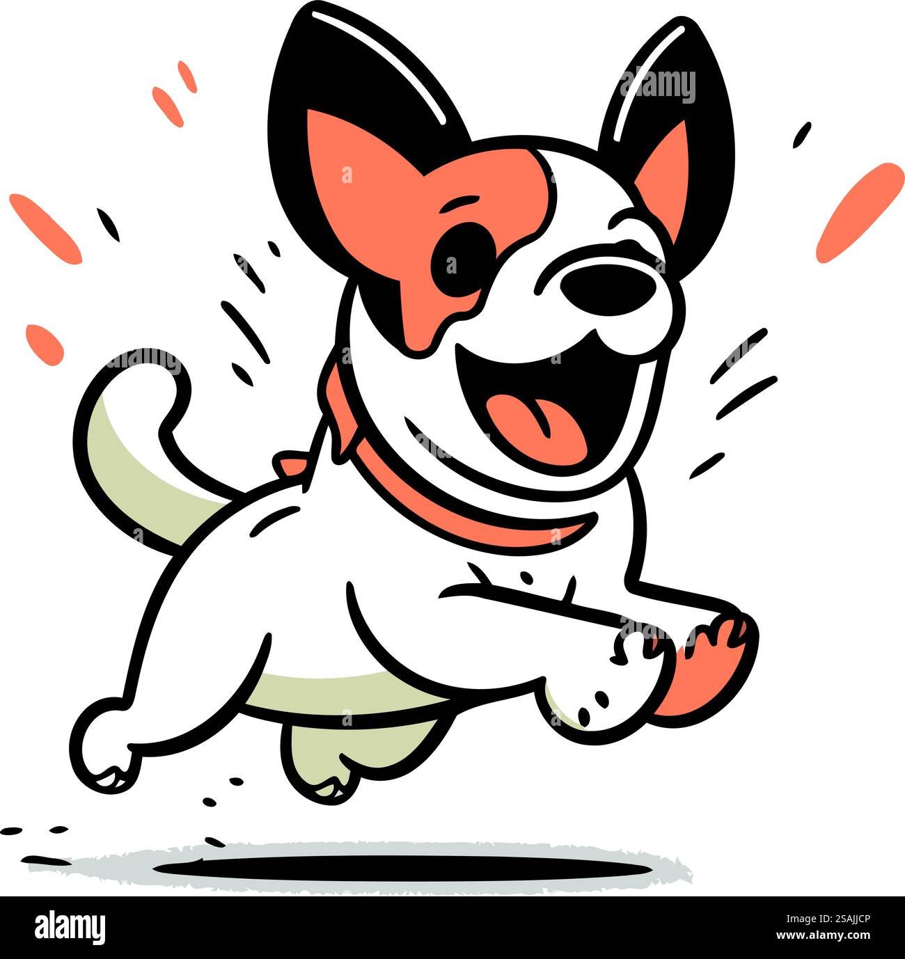 Funny cartoon dog running with a big bone. Vector illustration Stock ...