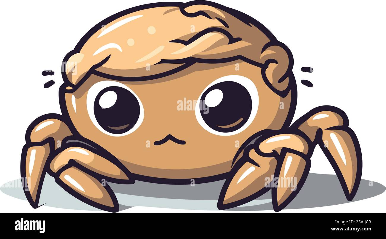 Cute little crab character cartoon vector illustration. Isolated on ...