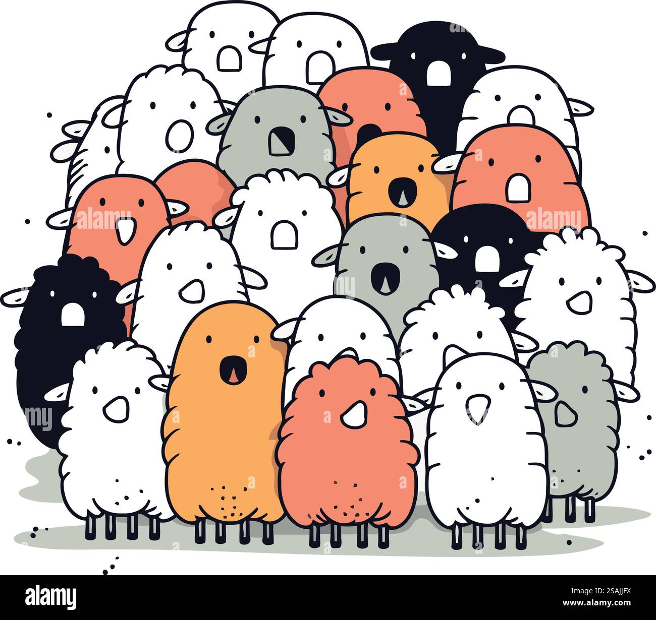 Flock of funny cartoon sheep. Vector illustration for your design Stock ...