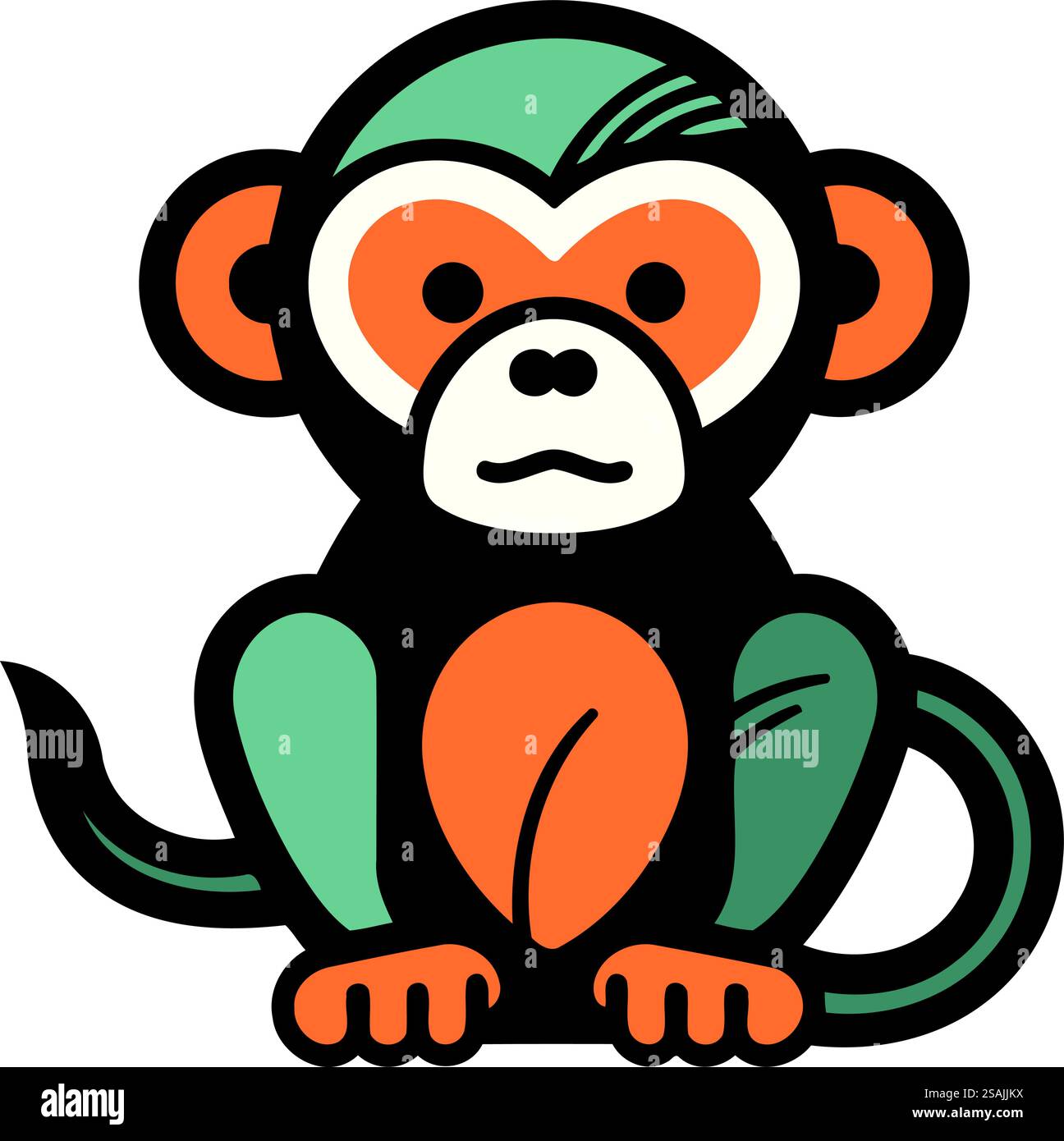 Cute cartoon monkey sitting on a white background. Vector illustration ...