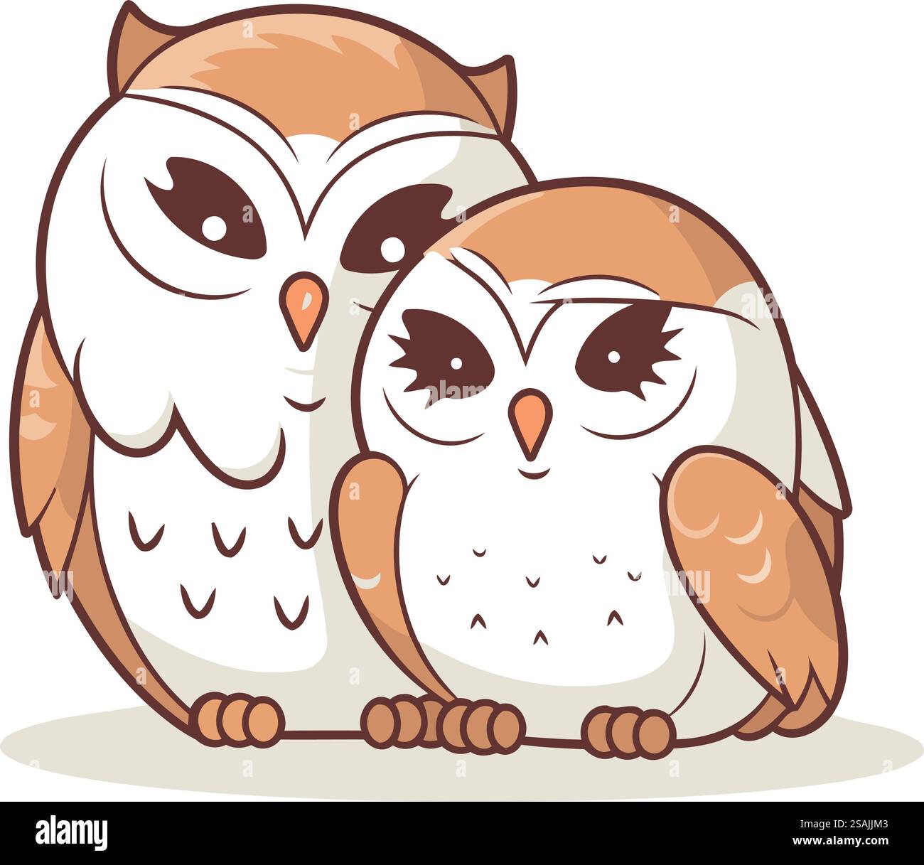Owl family. Cute cartoon vector illustration. Isolated on white ...
