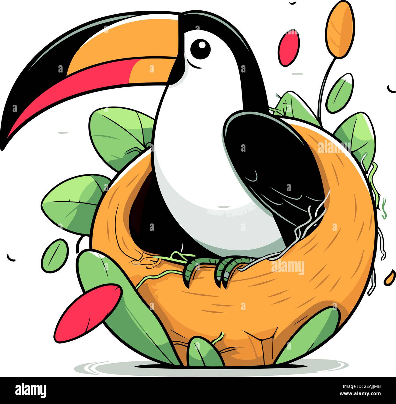 Cute cartoon toucan sitting in an egg. Vector illustration Stock Vector ...