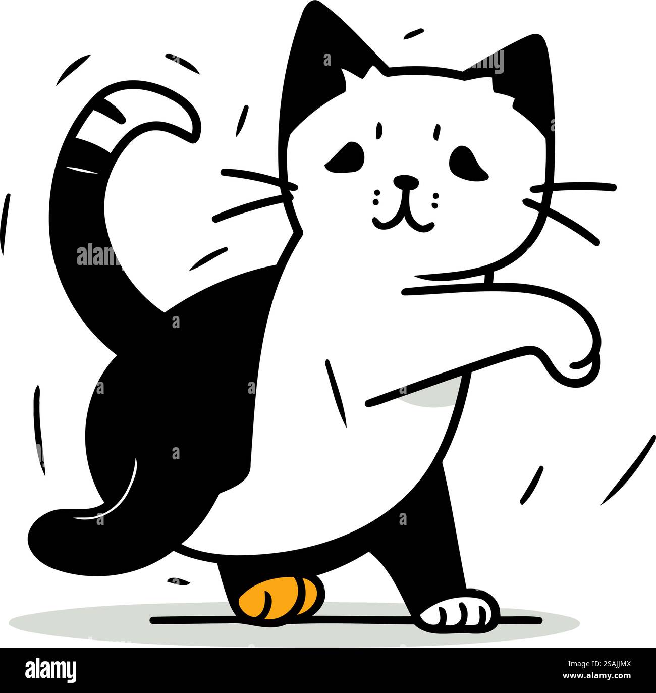 Cute cartoon cat dancing. Vector illustration isolated on white ...