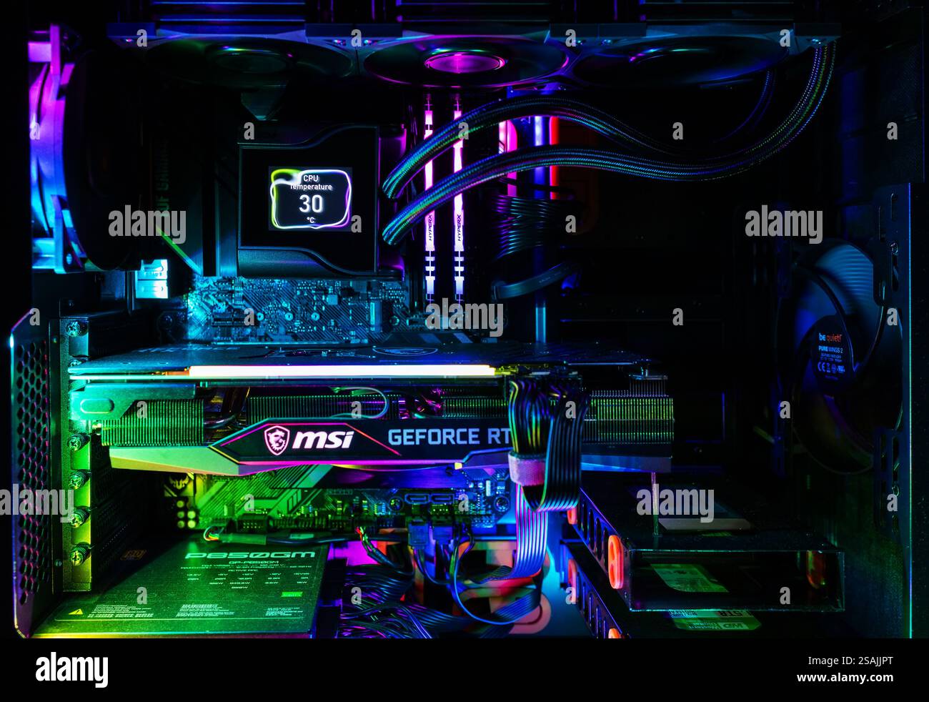 Dnipro. Ukraine - august 02. 2024: modern gaming PC in glass case with ...