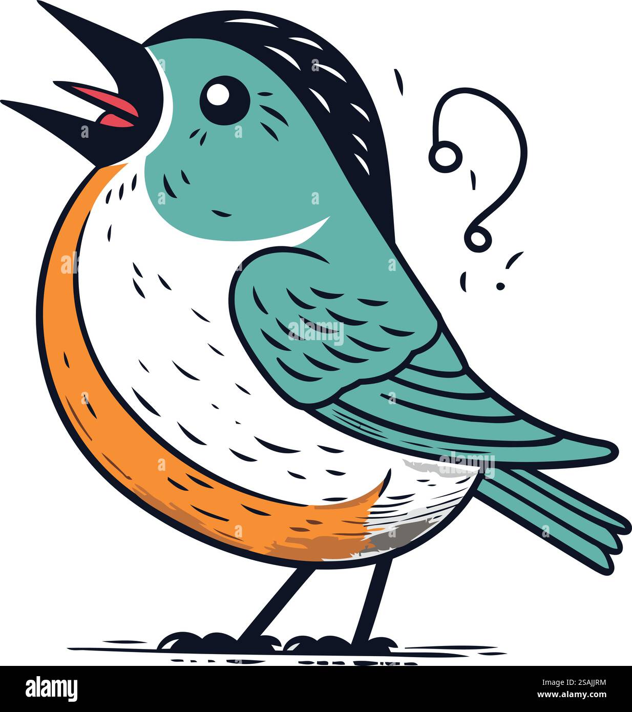 Bullfinch with question mark. Vector illustration of a bird Stock ...