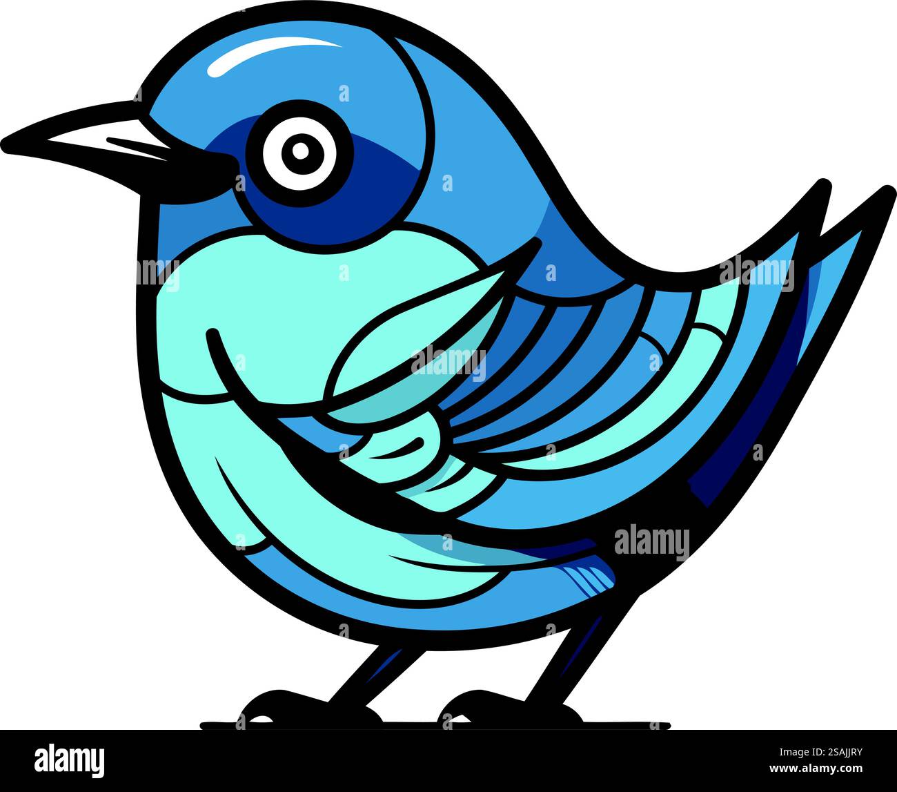 Blue bird isolated on white background. Vector illustration of cartoon ...