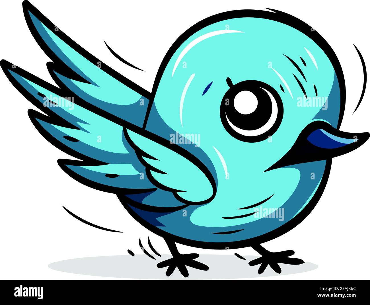 Cartoon Blue Bird Vector Illustration. Isolated On White Background ...