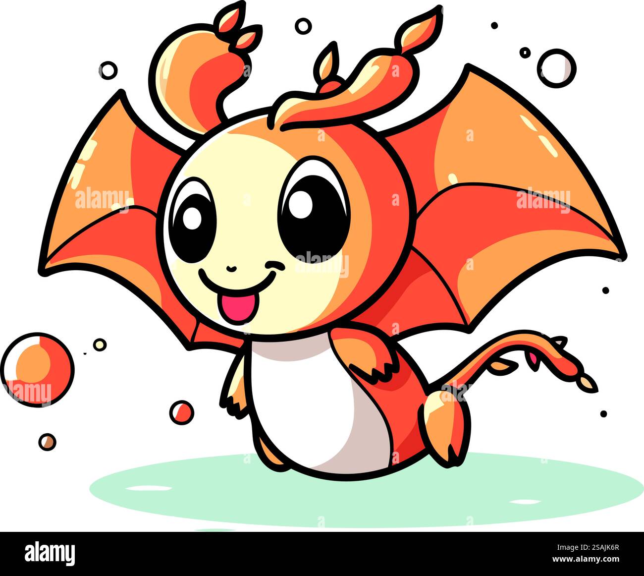 Cute cartoon flying dragon. Vector illustration isolated on white ...