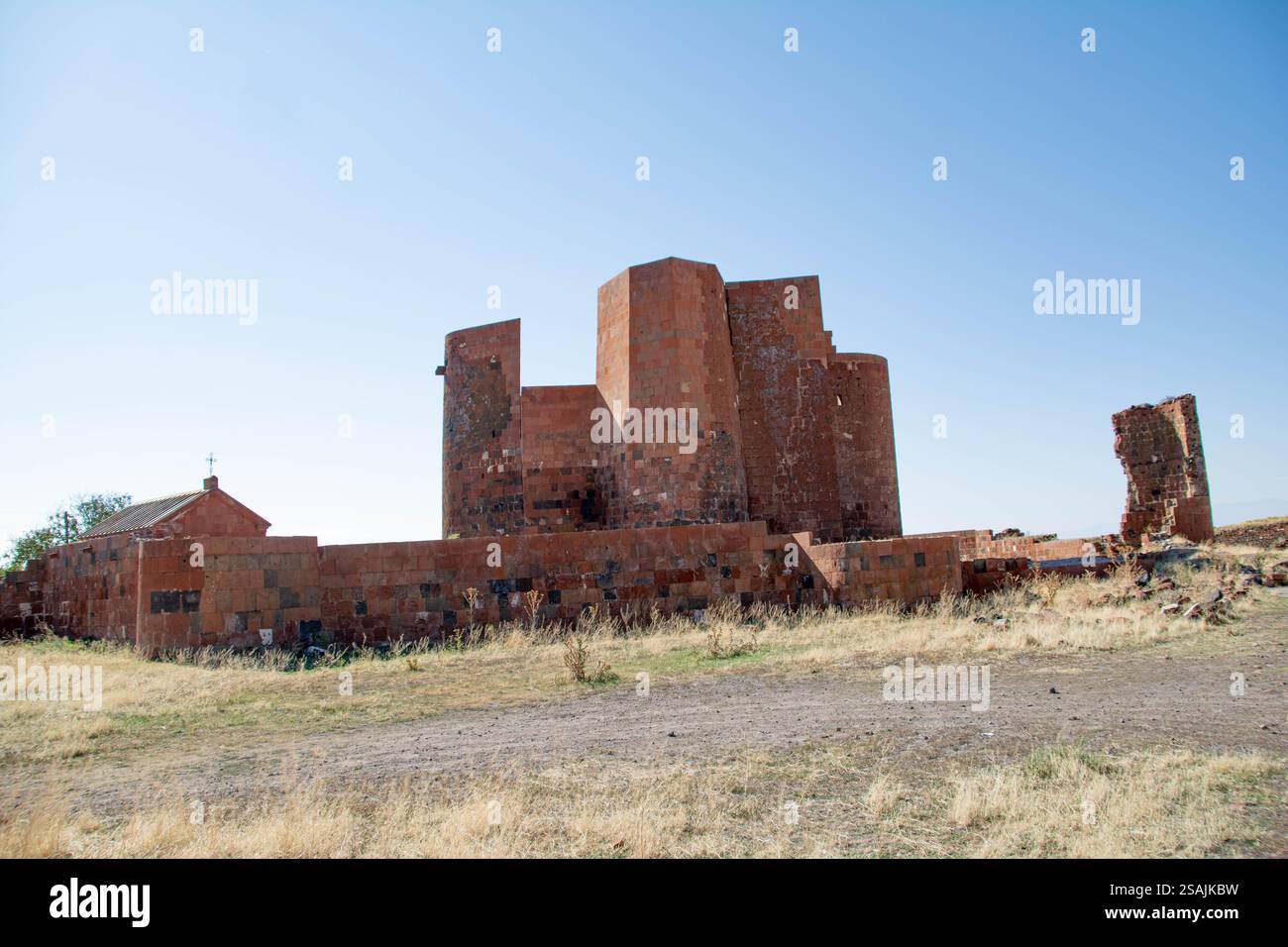 Old fortress. Destroyed castle walls. Old architecture. Historic stone ...