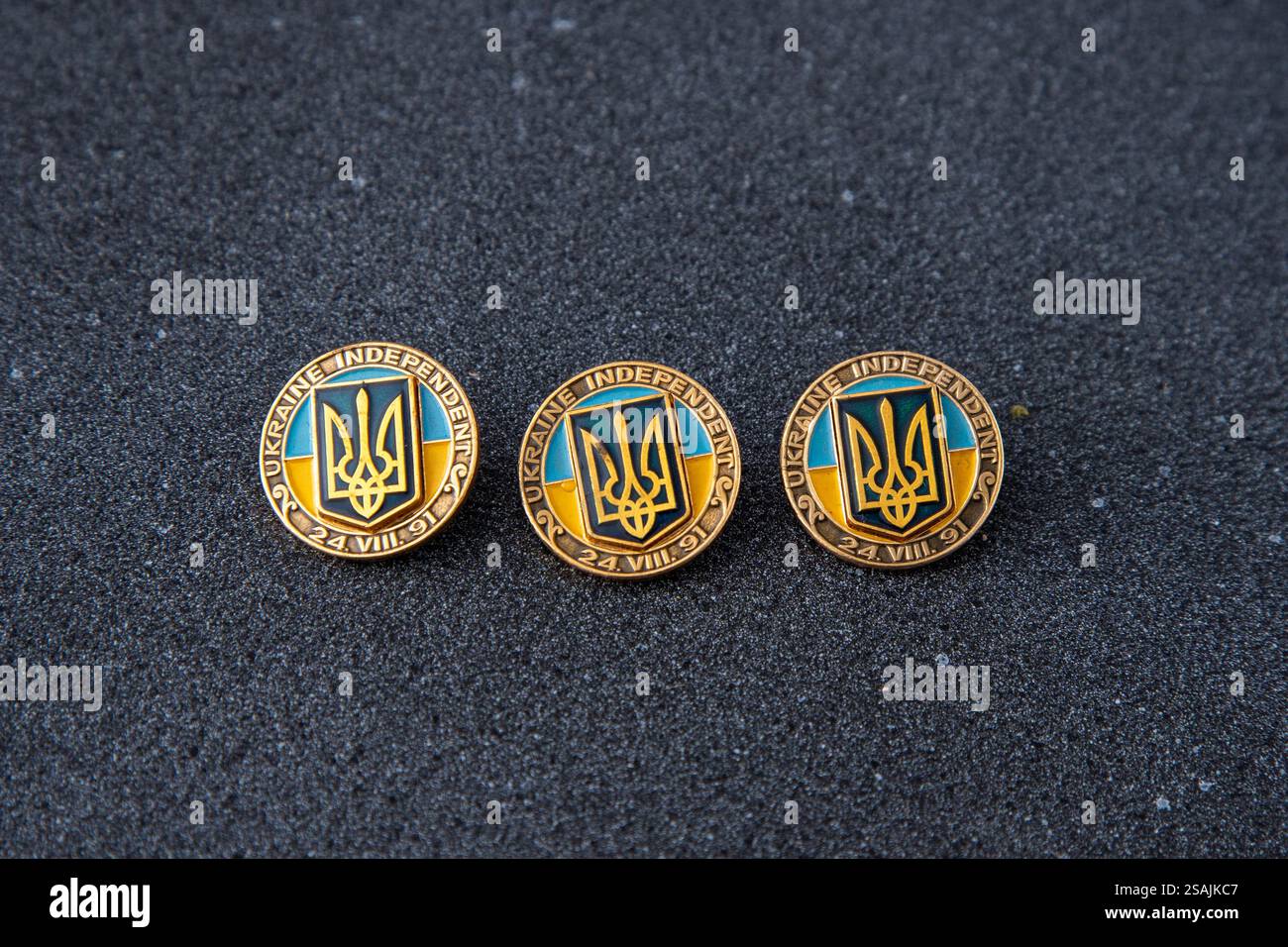 Badge with the Coat of Arms of Ukraine for Independence Day. Ukrainian ...