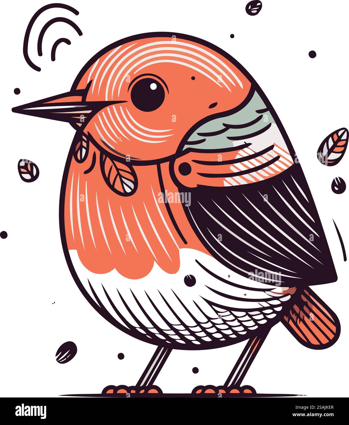 Cute little bird. Hand drawn vector illustration in cartoon style Stock ...