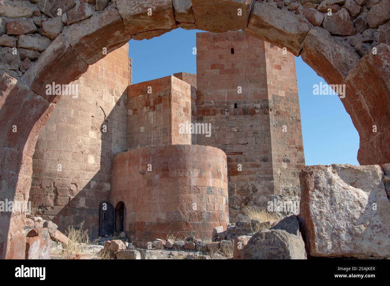 Old fortress. Destroyed castle walls. Old architecture. Historic stone ...