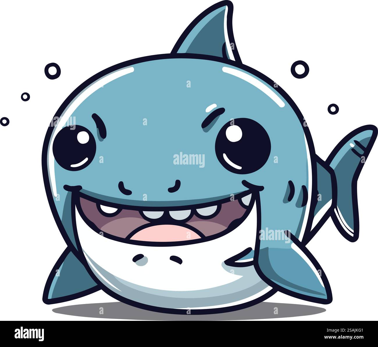 Smiling shark character cartoon style vector illustration. Isolated on ...