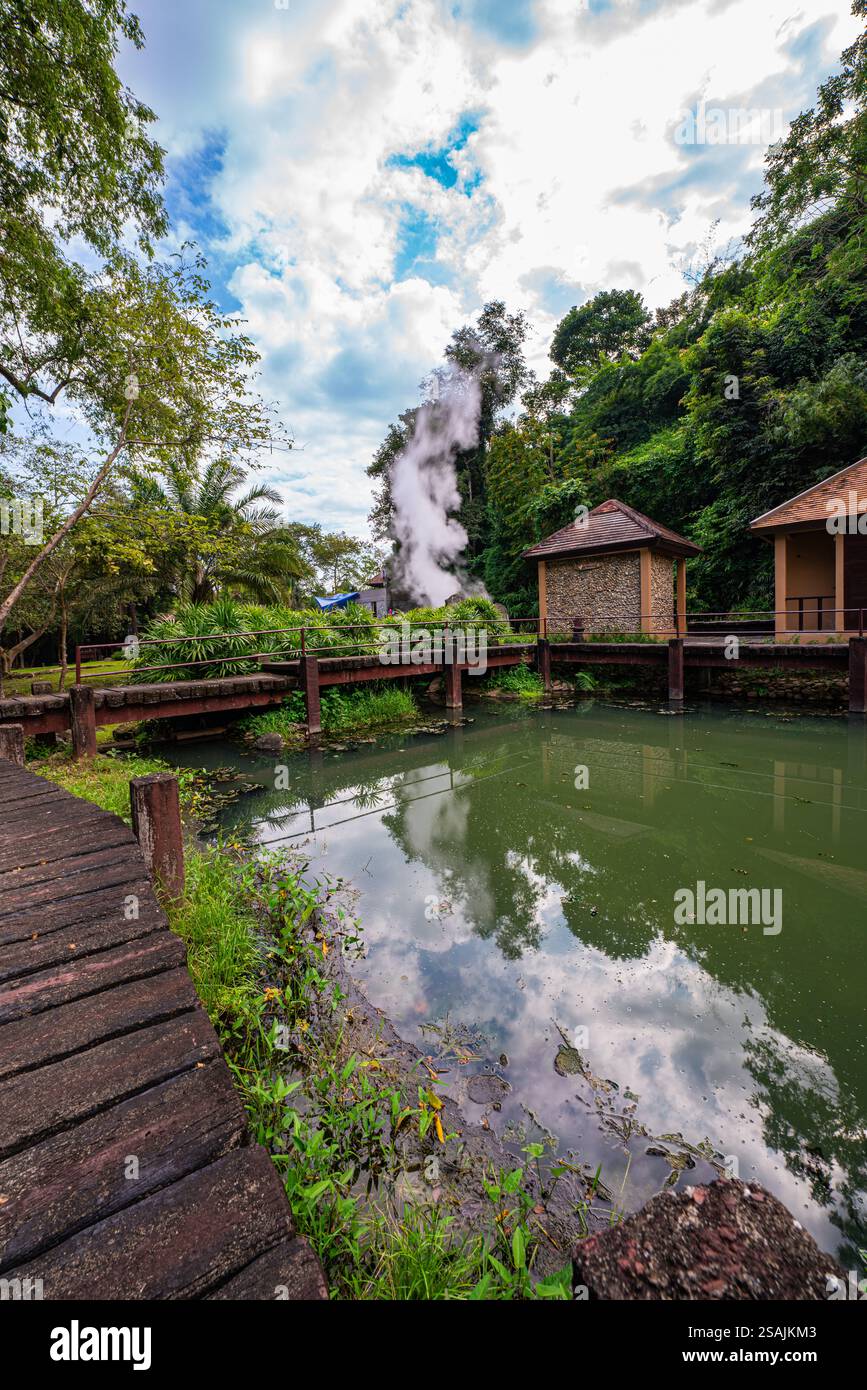 Fang hot spring Chiang Mai Thailand. scenic view of a natural hot ...