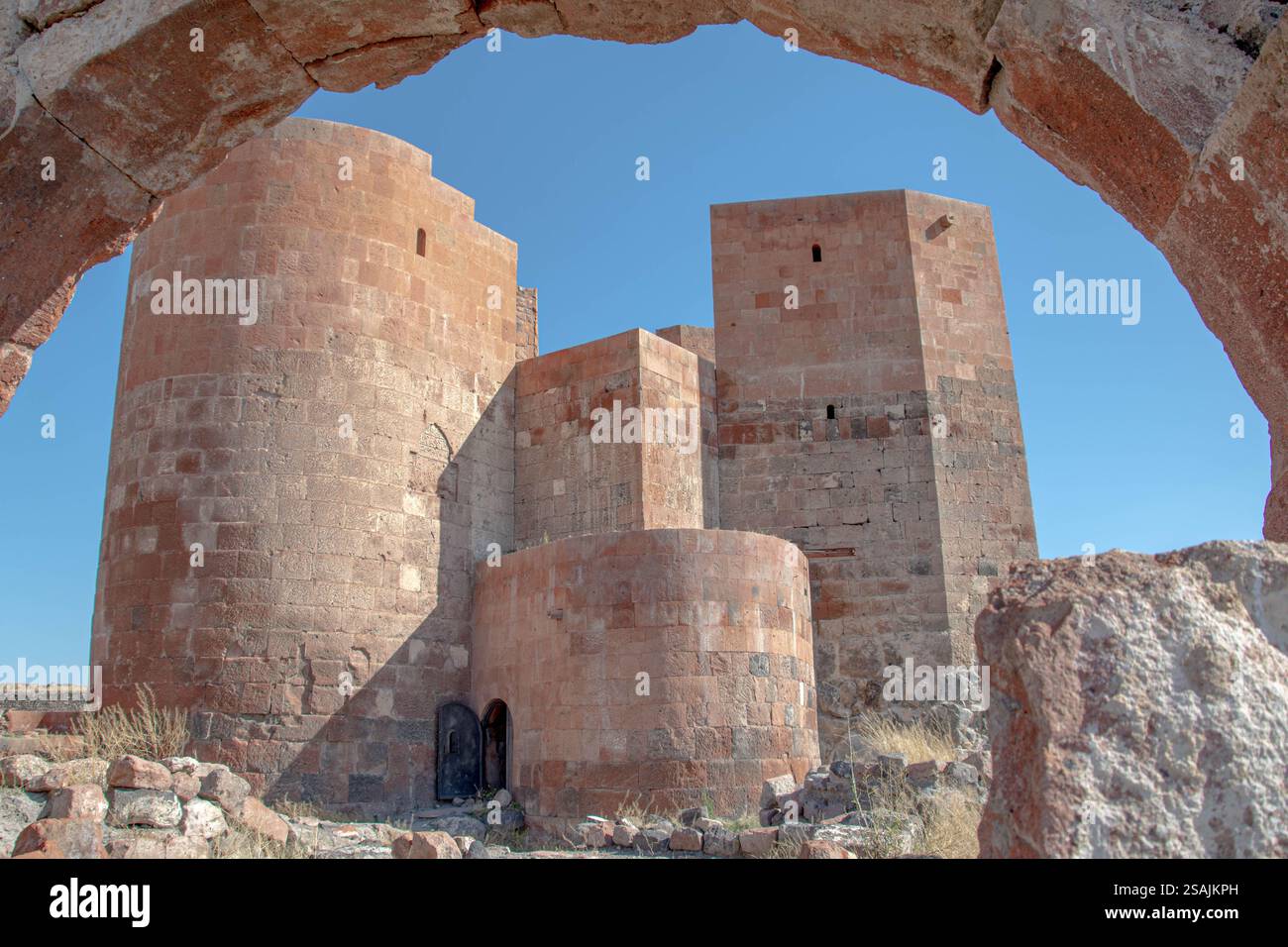 Old fortress. Destroyed castle walls. Old architecture. Historic stone ...