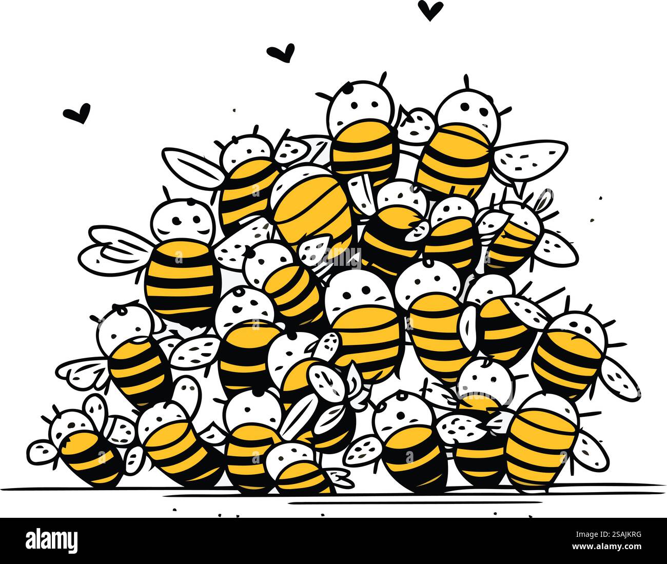 Cartoon doodles of bees. Hand drawn vector illustration Stock Vector ...