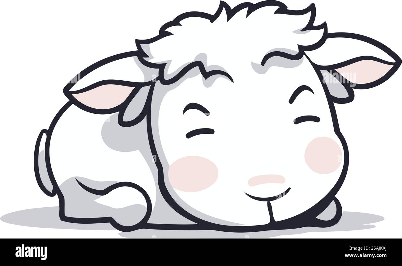 Cute sheep cartoon character. Vector illustration of a cute little ...