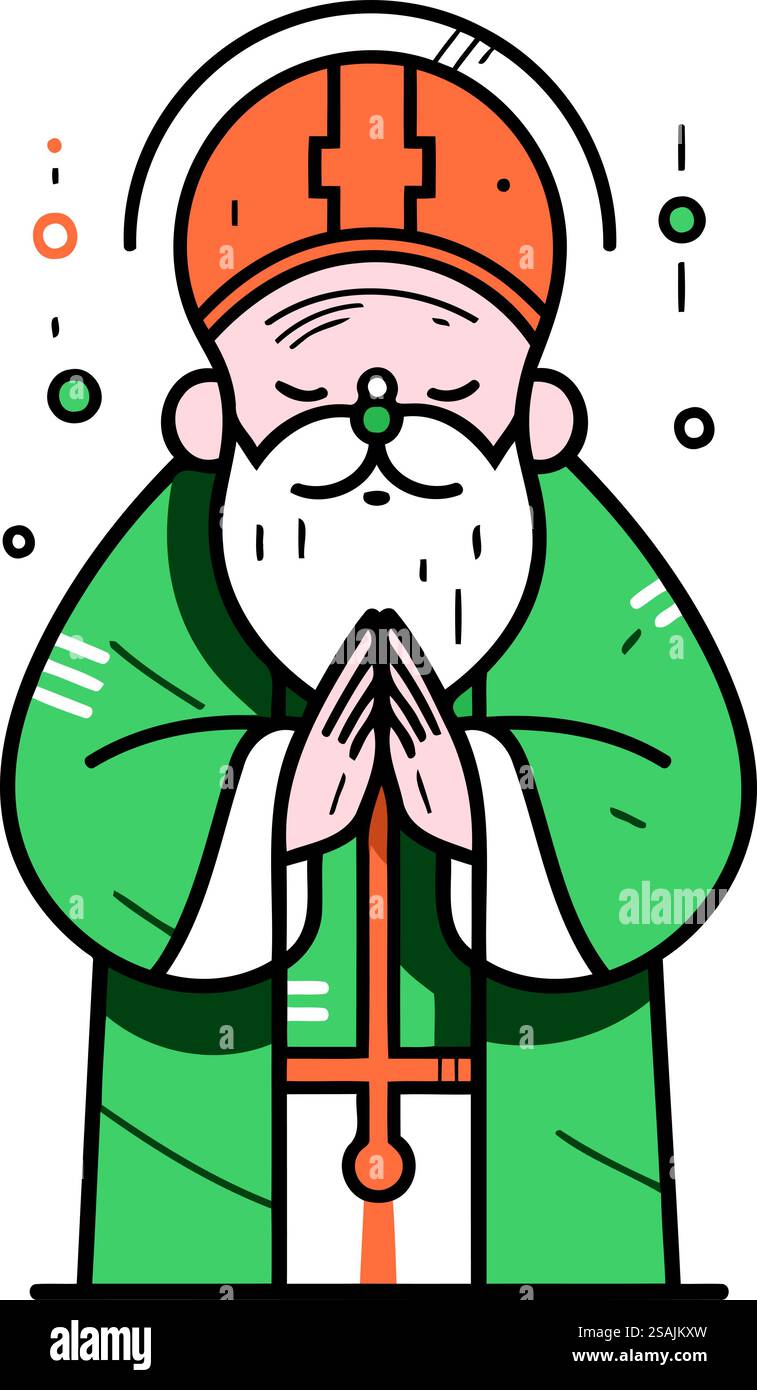 Vector illustration of christian catholic holy man icon in flat line ...