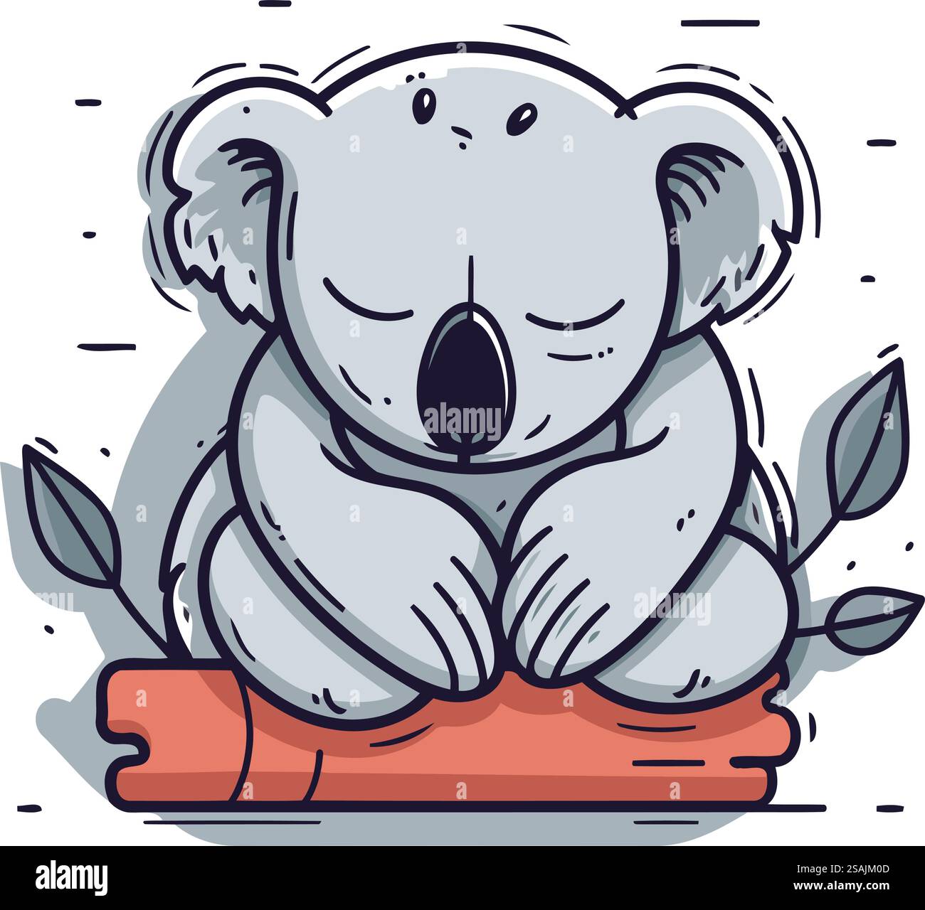 Cute cartoon koala sleeping on the log. Vector illustration Stock ...