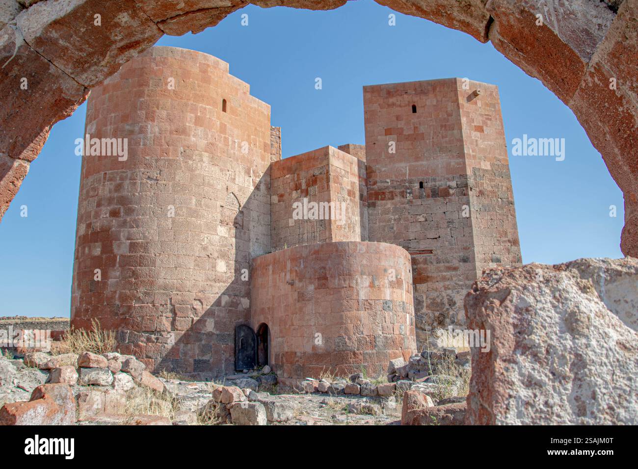 Old fortress. Destroyed castle walls. Old architecture. Historic stone ...
