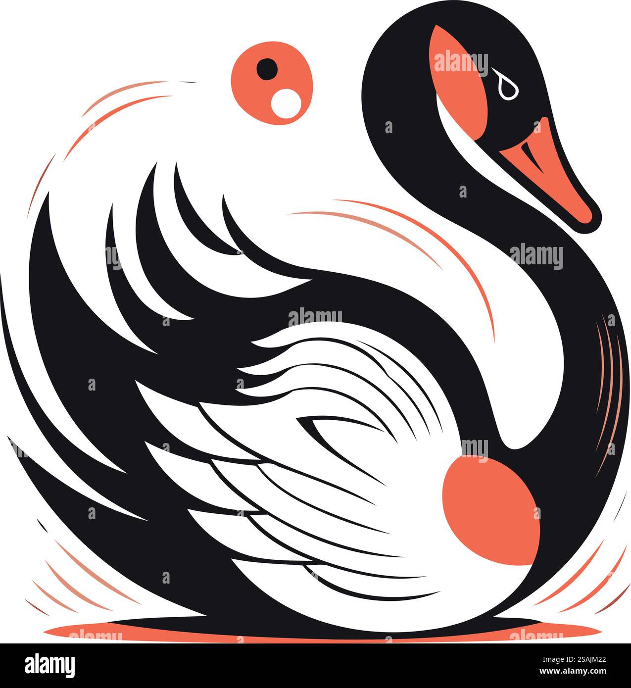 Black swan with red eyes on white background. Vector illustration Stock ...