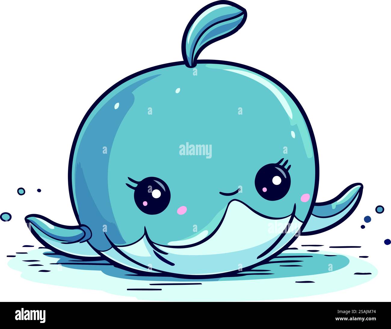 Cute cartoon whale. Vector illustration. Isolated on white background ...
