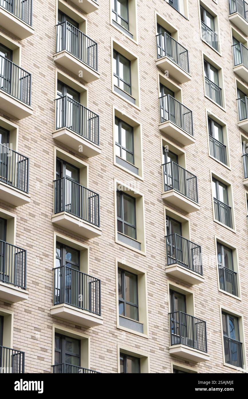 Residential brick building balconies hi-res stock photography and ...
