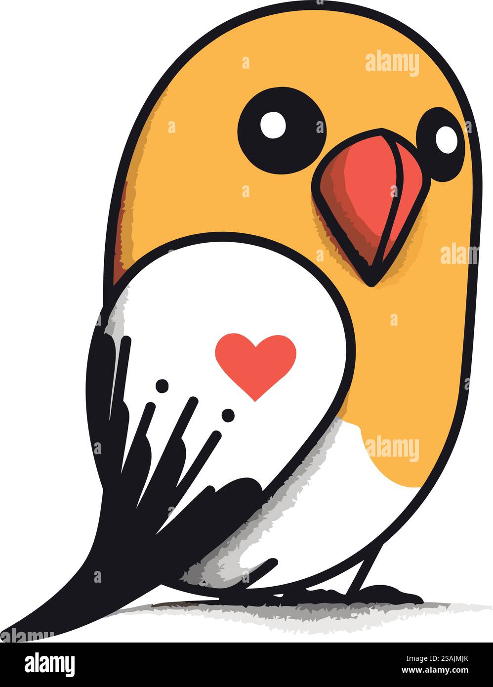 Cute bird with heart on its beak. Vector illustration Stock Vector Image & Art - Alamy