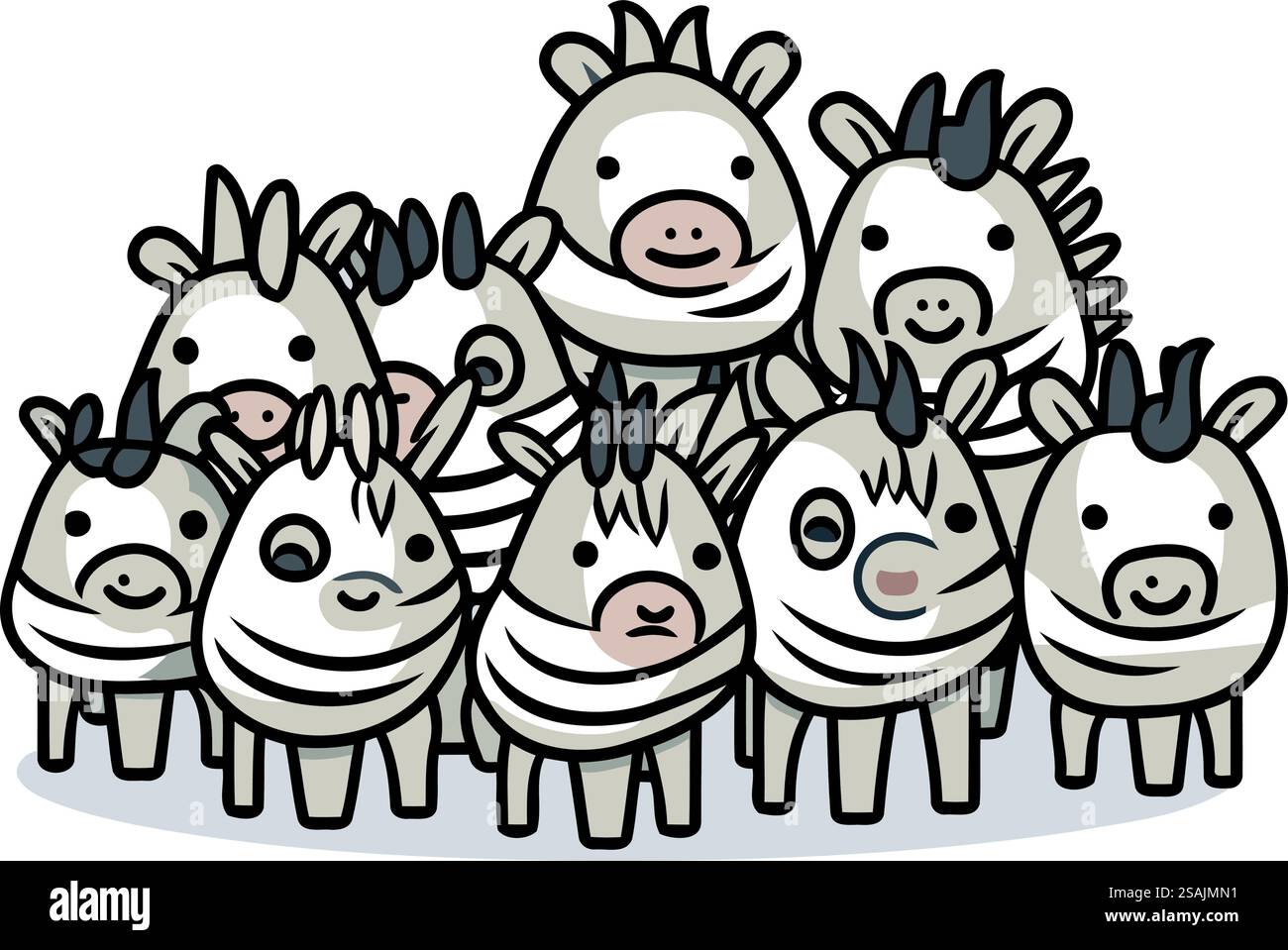 Zoo animals group cartoon doodle vector illustration isolated on white ...