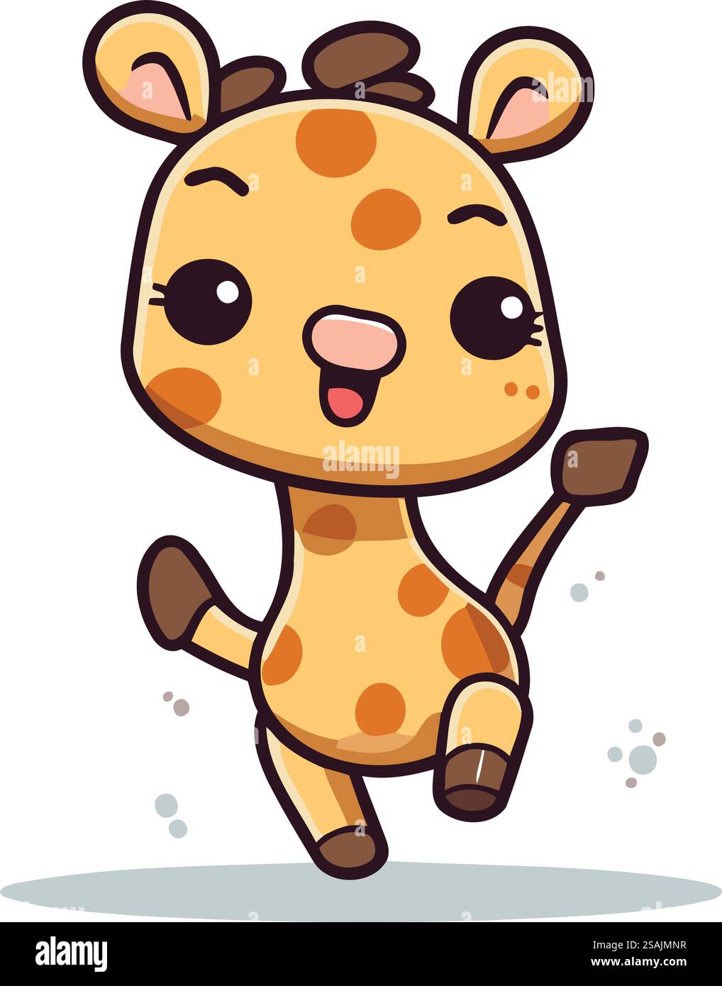 Cute Giraffe Jumping Vector Cartoon Character Illustration Isolated ...