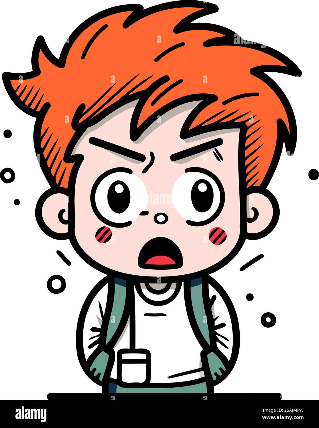 Cartoon boy with angry facial expression. Vector illustration of a ...