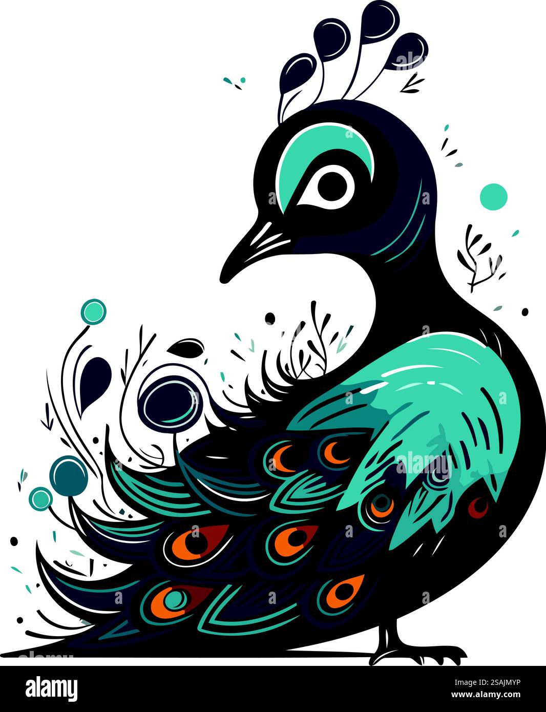 Peacock. Vector illustration of a peacock with feathers Stock Vector ...