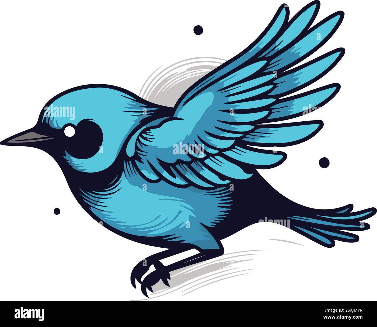 Blue bird. Vector illustration. Isolated on white background. EPS 10 ...