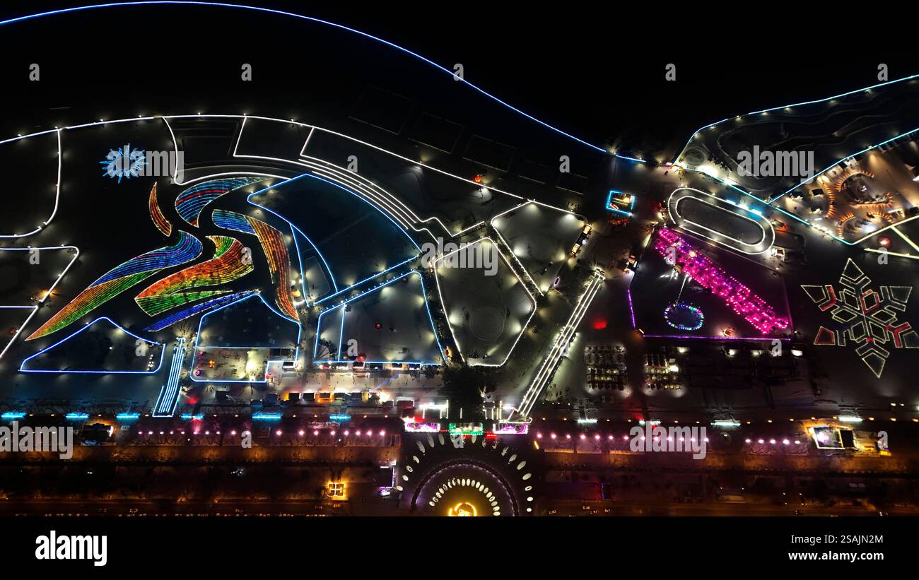 (250130) -- HARBIN, Jan. 30, 2025 (Xinhua) -- This aerial photo taken ...