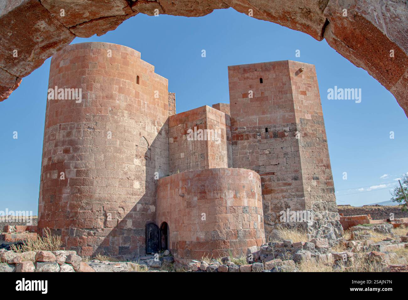 Old fortress. Destroyed castle walls. Old architecture. Historic stone ...