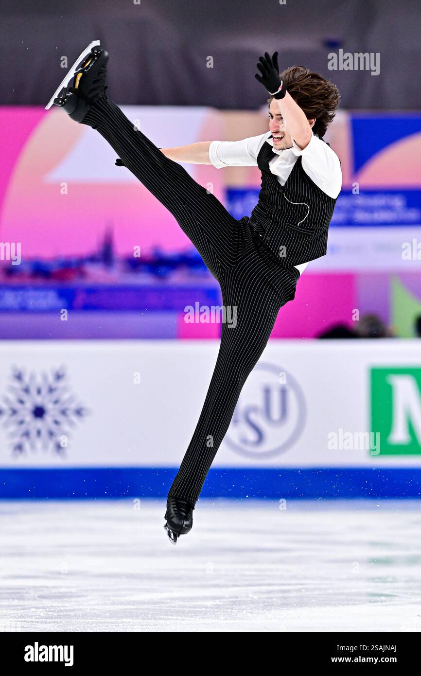Alp Eren OZKAN (TUR), during Men Short Program, at the ISU European ...