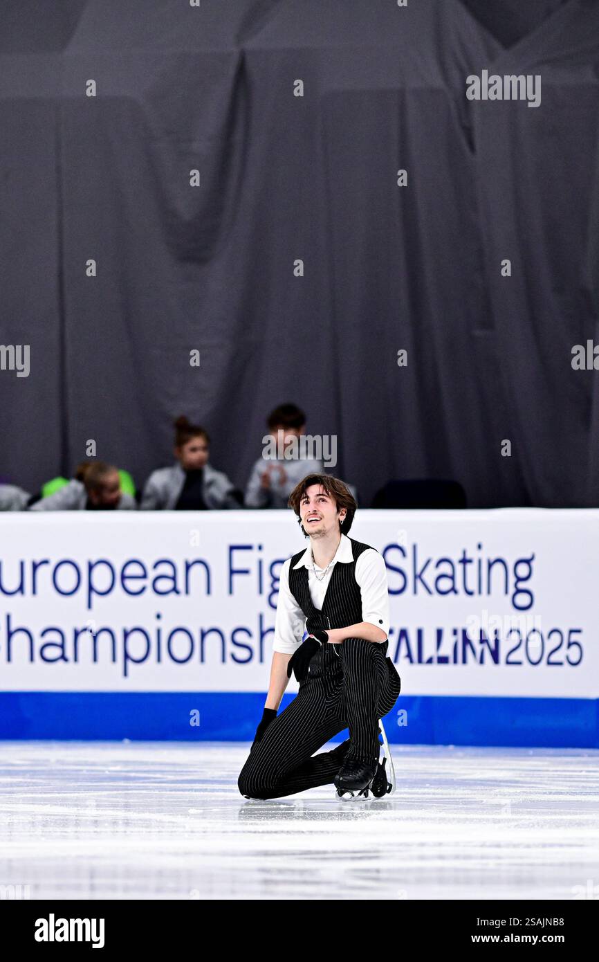 Alp Eren OZKAN (TUR), during Men Short Program, at the ISU European ...