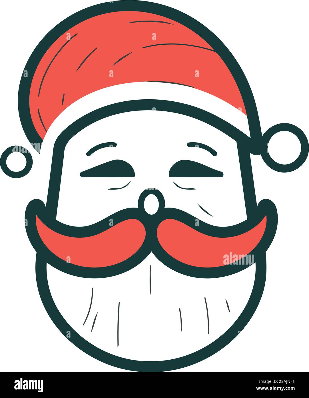 Santa claus face with mustache and red hat. Vector illustration Stock ...