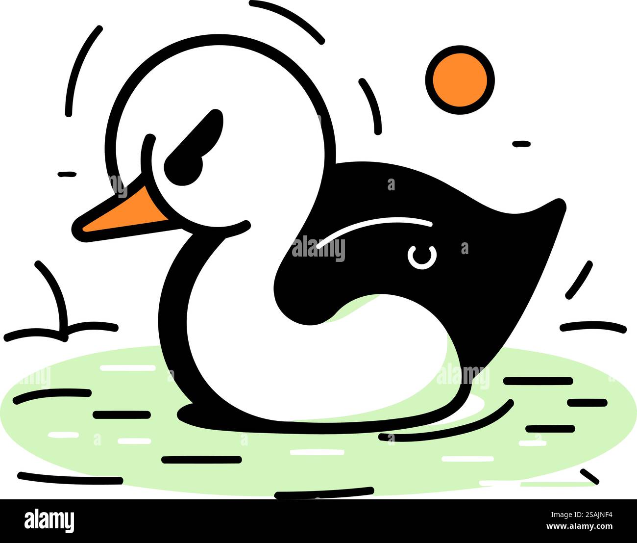 Duck swimming in the lake. Vector illustration in flat style Stock ...