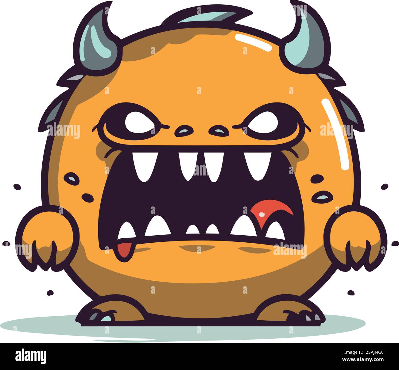 Angry cartoon monster. Vector illustration. Isolated on white ...