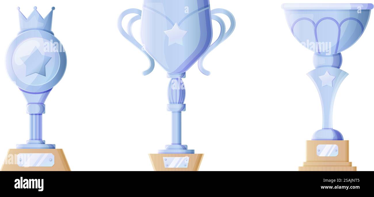 Collection of silver trophies with unique designs Stock Vector Image ...