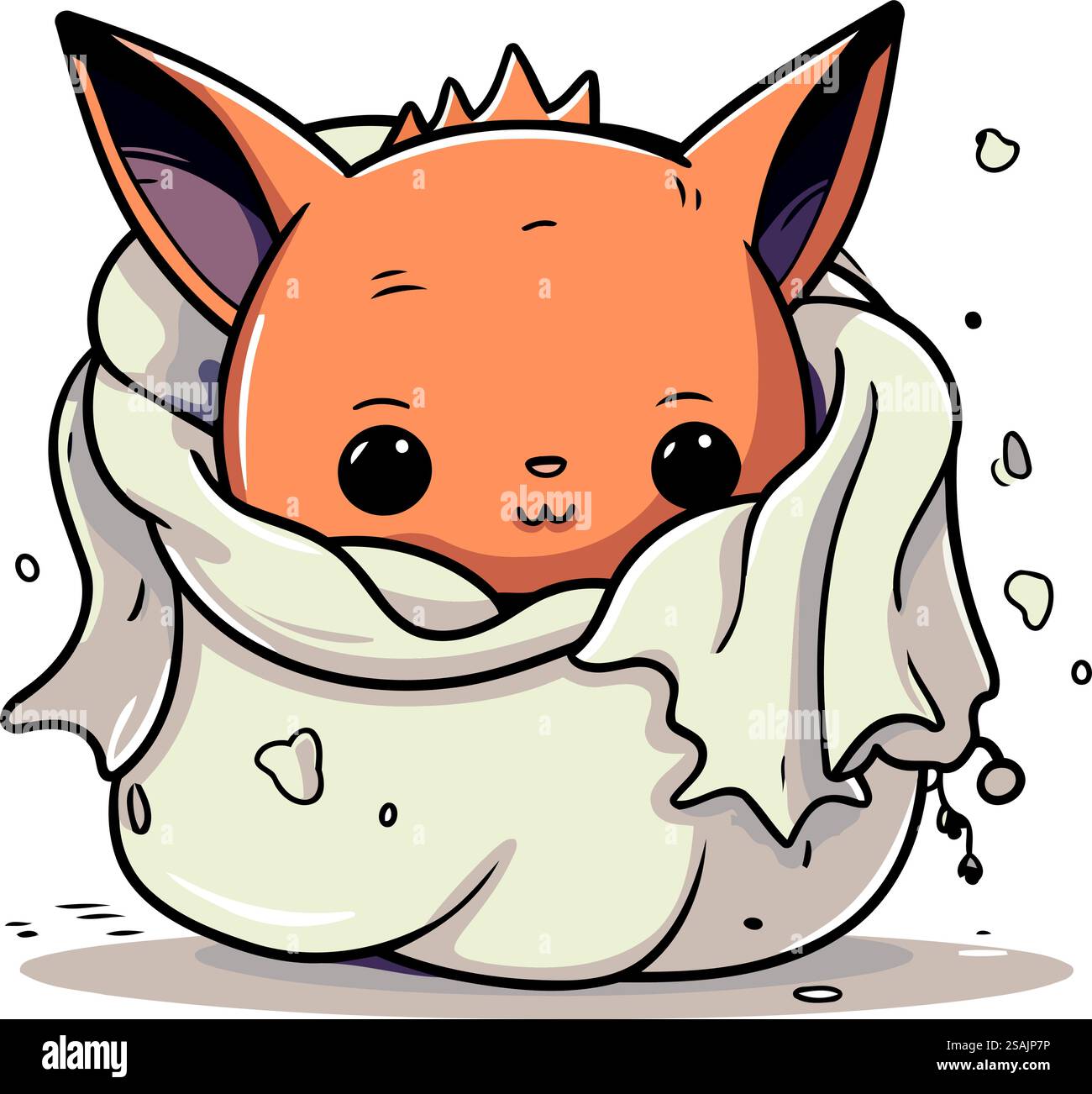 Cute little fox peeking out of the toilet. Vector illustration Stock ...