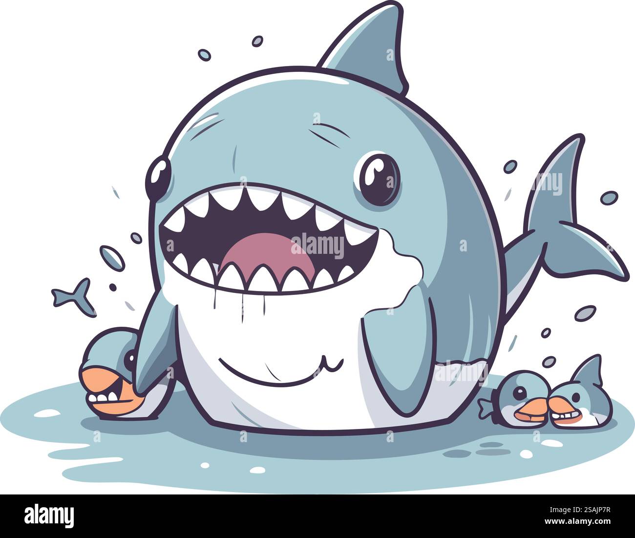 Shark cartoon vector illustration. Cute and funny shark character Stock ...