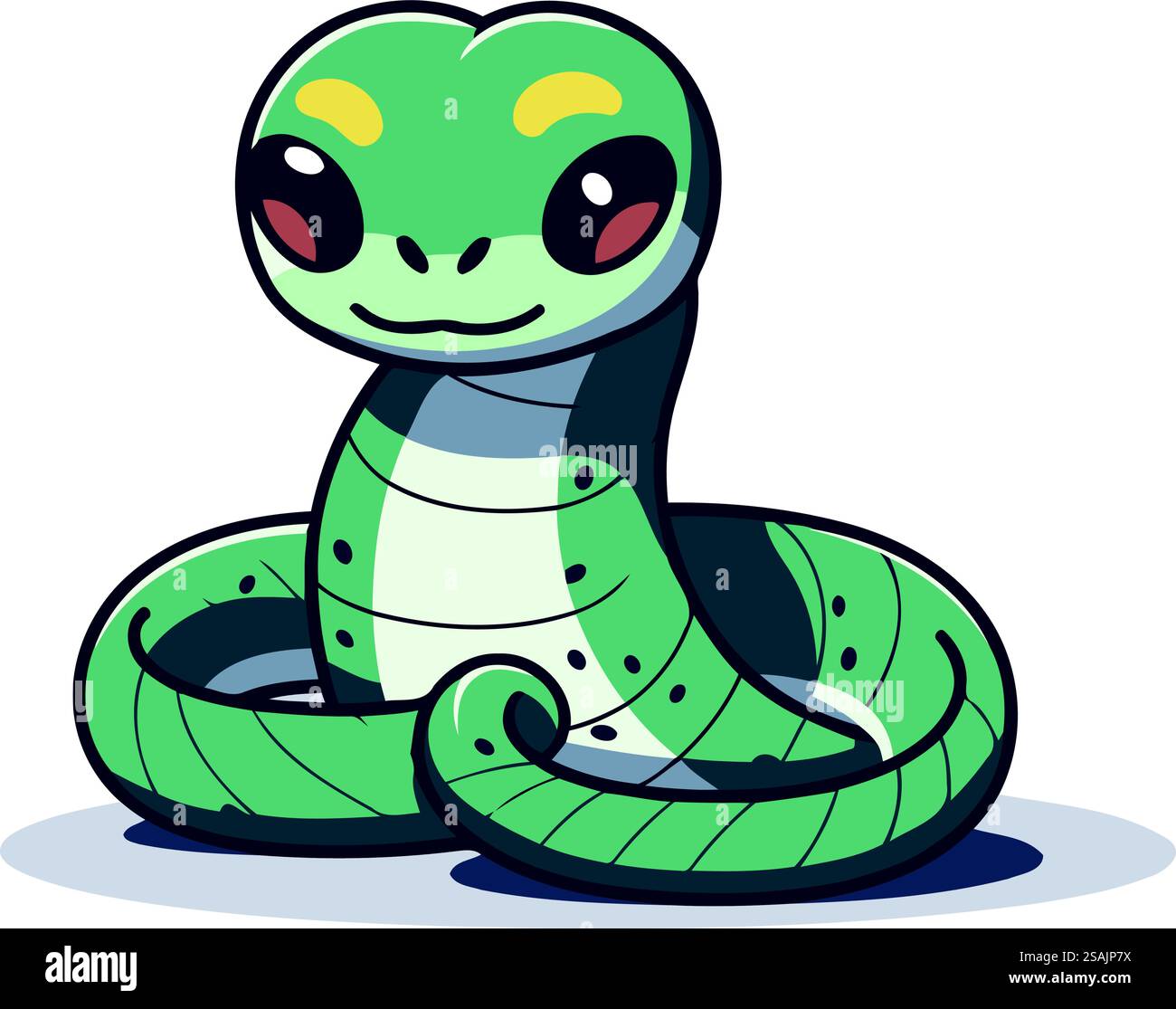 Cute cartoon snake. Vector illustration isolated on a white background ...