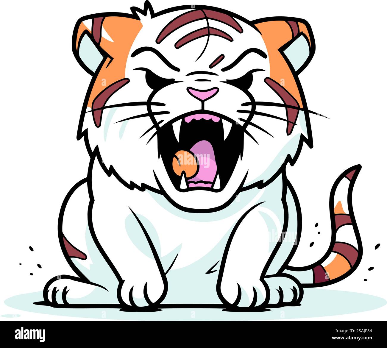 Angry tiger. Vector illustration in cartoon style on white background ...