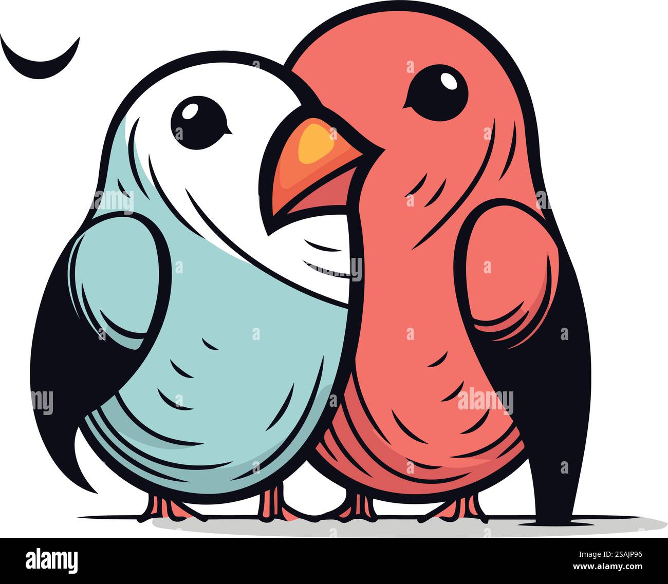 Vector illustration of two cute birds in love. Isolated on white ...