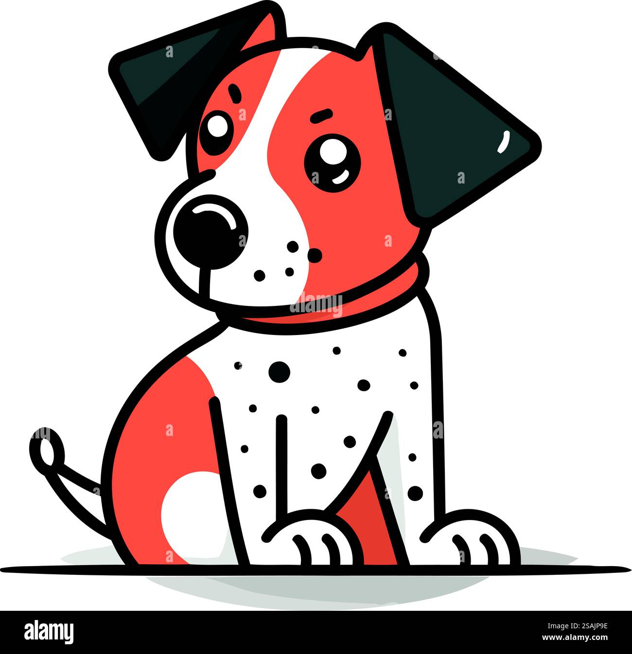 Cute cartoon dog sitting. Vector illustration. Isolated on white ...