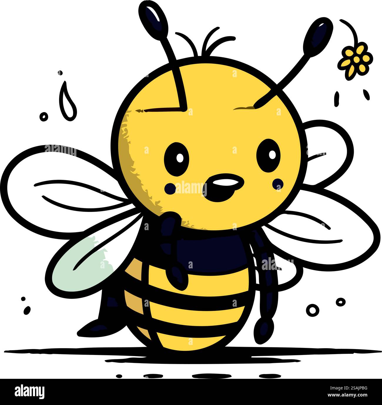 Cute cartoon bee vector illustration. Cute cartoon bee character Stock ...