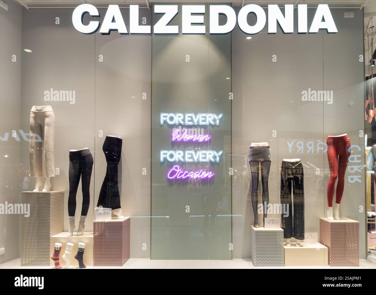 Poznan, Poland. 3 January, 2025: Calzedonia store window display with ...